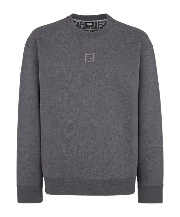 Fendi Ff Embroidered Crewneck Sweatshirt - Dark Gray