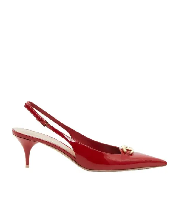Valentino Garavani Vlogo Signature Pointed Toe Slingback Pumps - Red