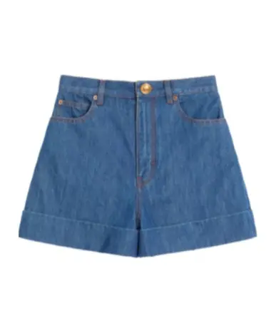 Valentino Garavani Logo Patch Denim Shorts
