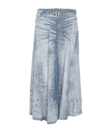 DIESEL® De Annet Logo Plaque Flared Skirt - Gray