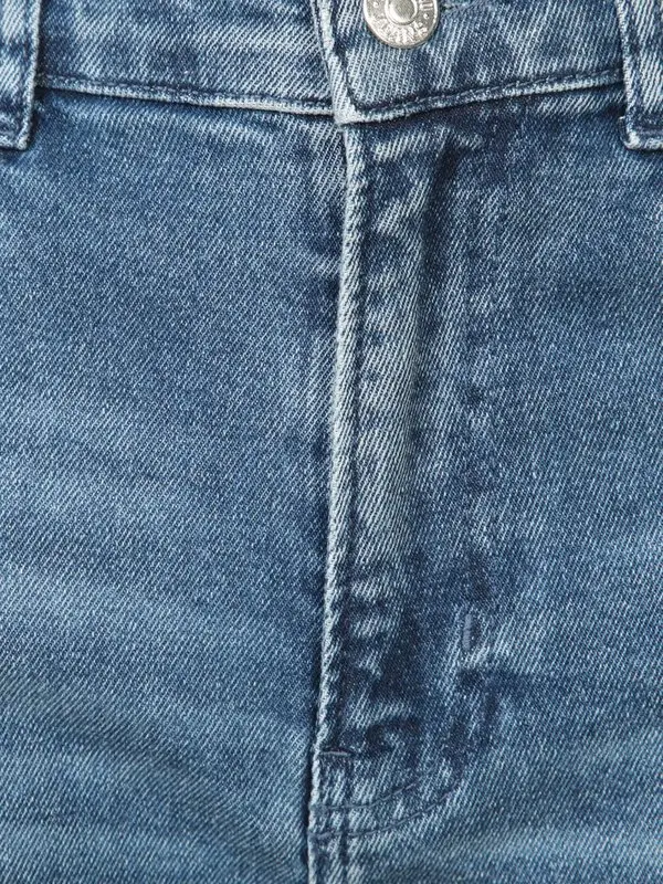 Moschino High Waist Wide Leg Jeans With Logo Patch