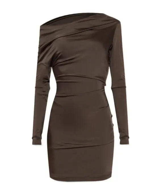 Alexander McQueen Off-shoulder Draped Mini Dress