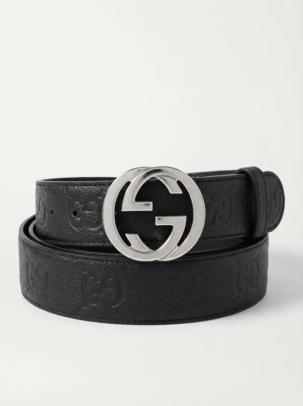 Gucci All-over Gg Motif Wide Belt - Black