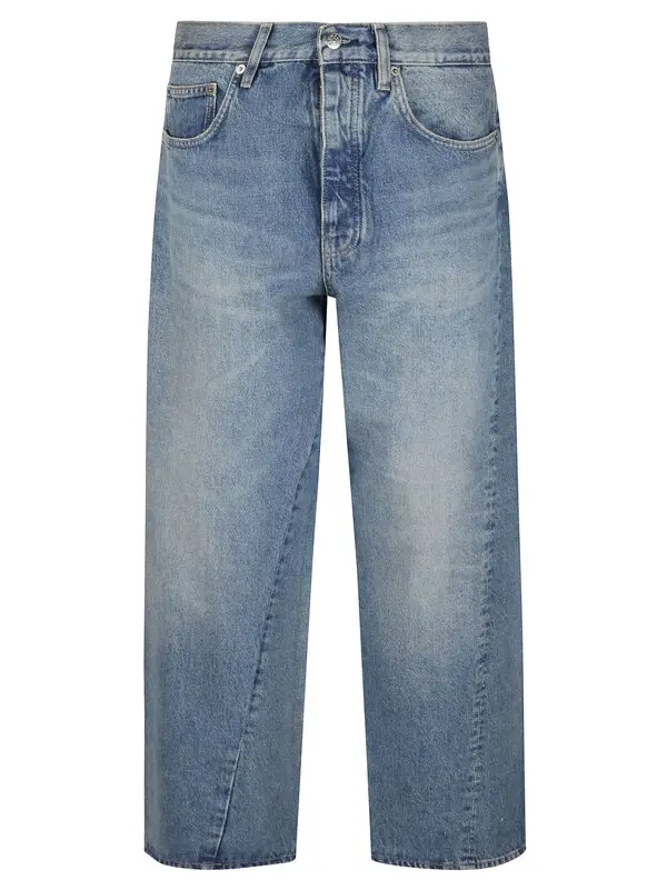 SUNFLOWER Logo Patch Wide-leg Jeans - Blue