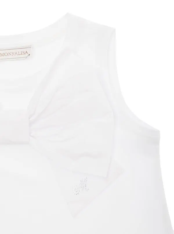 Monnalisa Bow Embellished Straight Hem Top