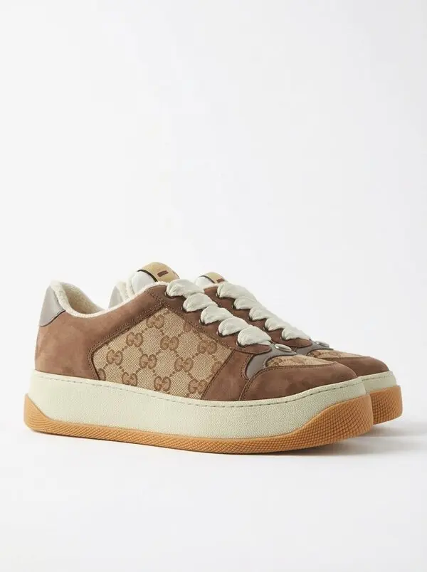 Gucci Original Gg Canvas And Suede Sneakers
