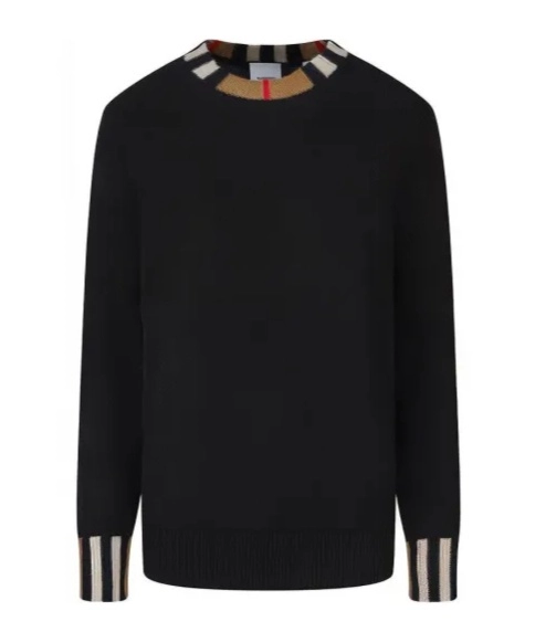 Burberry Long-sleeved Sweater With Stripe Detail - Black