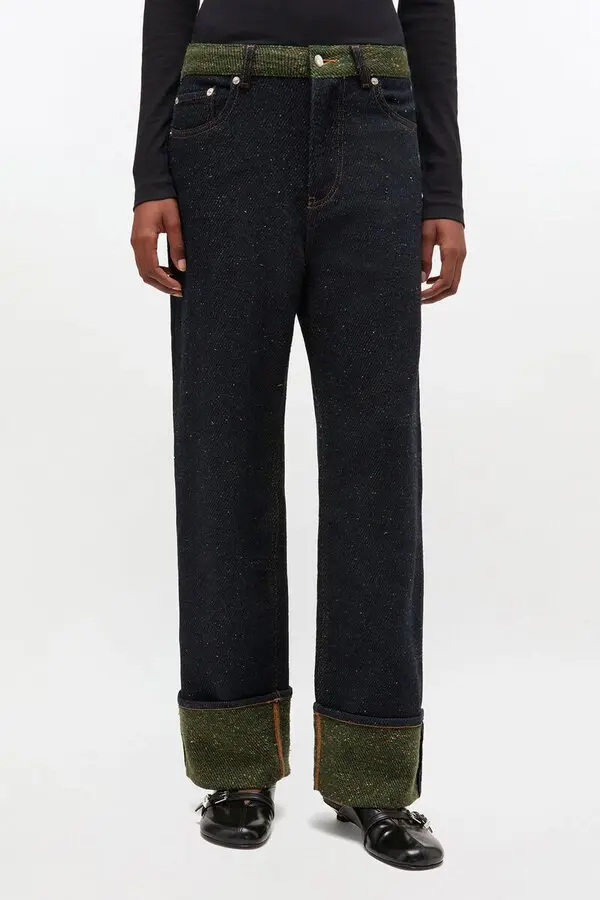 GANNI Relaxed Fit Cuffed Hem Jeans