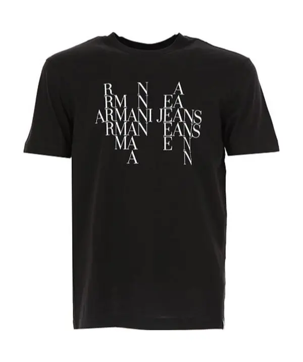 Emporio Armani Logo Printed Pattern T-shirt - Black