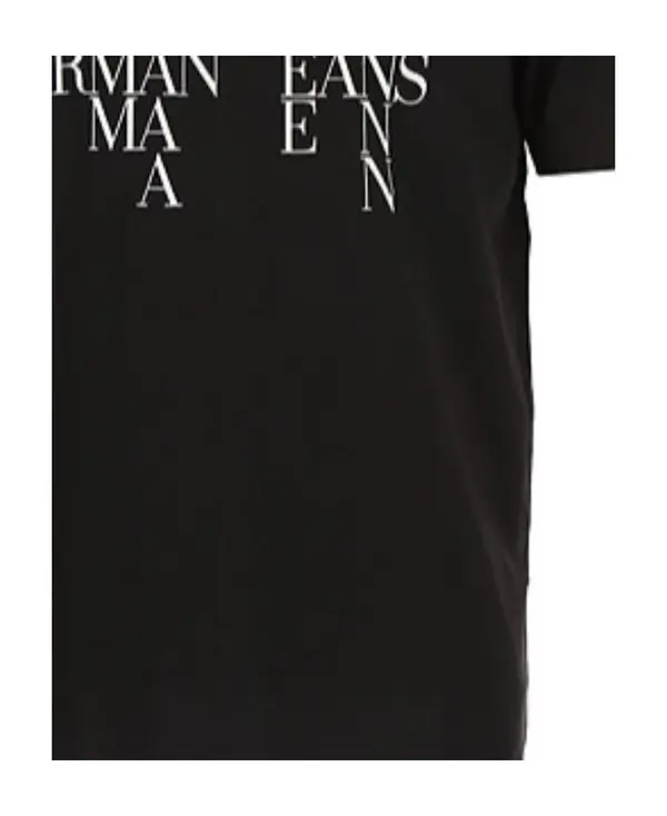 Emporio Armani Logo Printed Pattern T-shirt - Black
