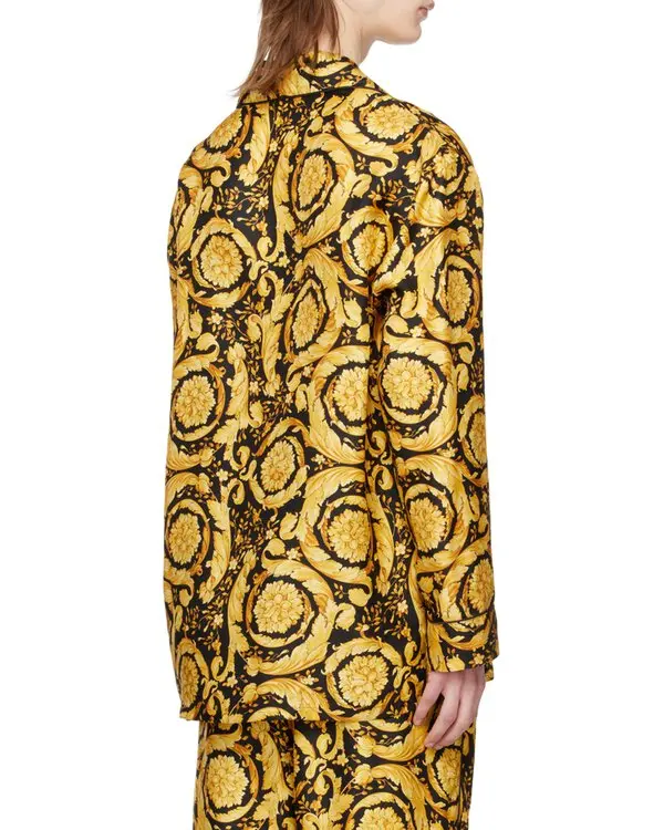 Versace Baroque Pattern Long Sleeved Pajama Shirt
