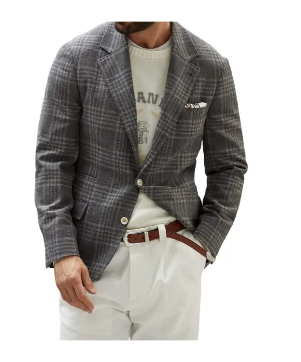 Brunello Cucinelli Single-breasted Checked Blazer - Black