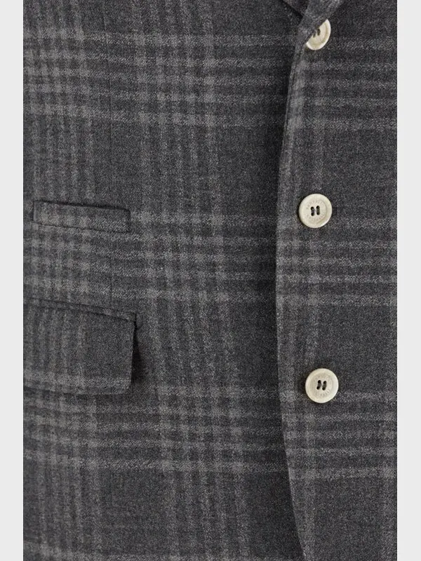 Brunello Cucinelli Single-breasted Checked Blazer - Black