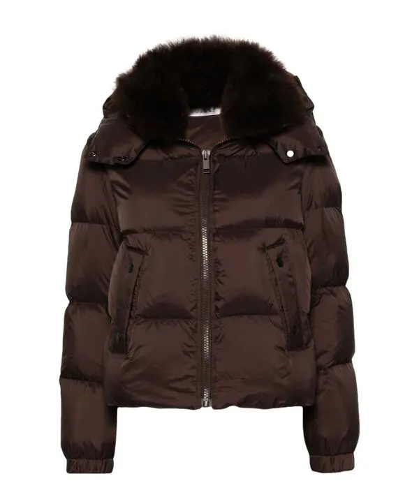 LISKA Long-sleeved Down Jacket With Removable Hood And Sleeves - Black