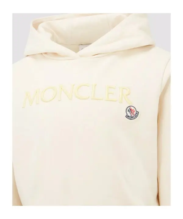 Moncler Enfants Logo Embroidered Hoodie - Beige
