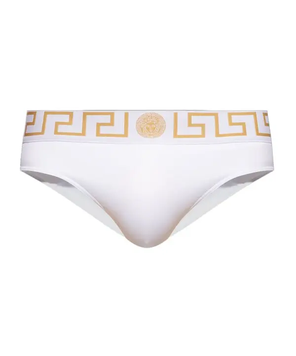 Versace Greca Border Stretched Swim Shorts - White