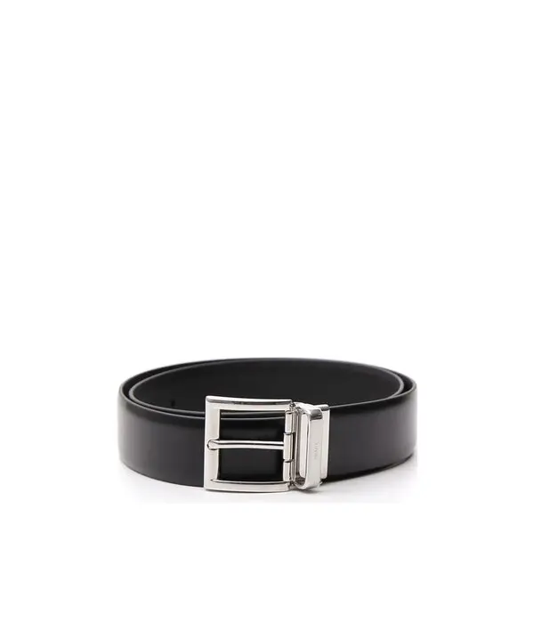 Prada Square Buckle Leather Belt - Black