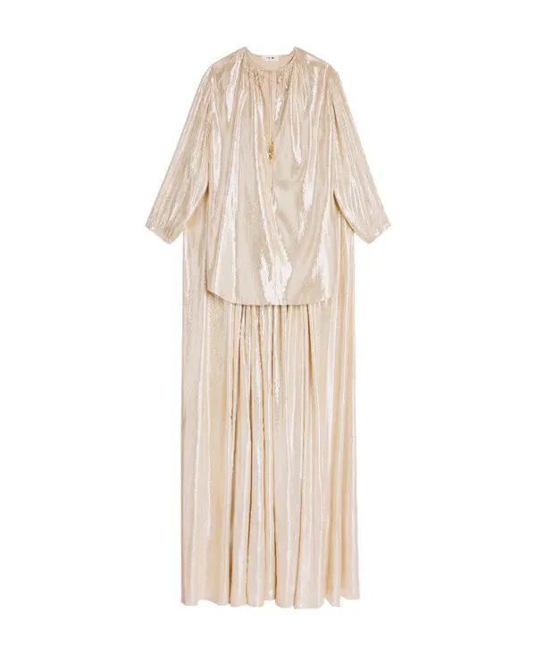 Celine Lamé Silk Sabl Cape Mini Dress - Nude