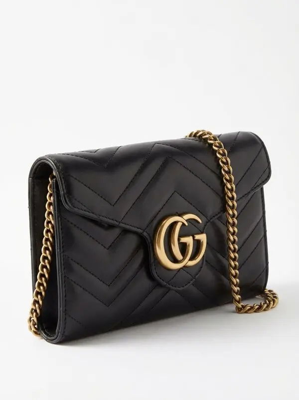 Gucci Logo Plaque Quilted Clutch Bag - Black