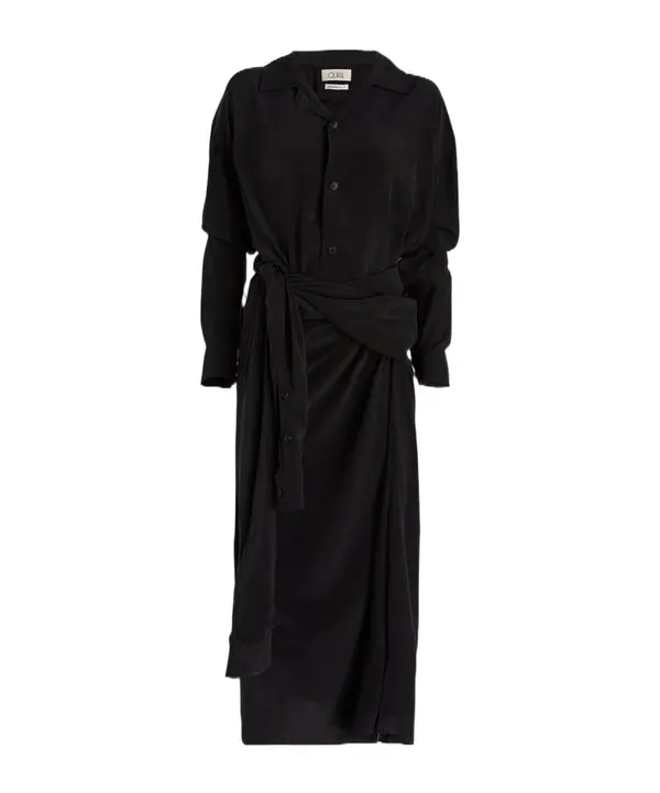 QUIRA Draped Shirt Dress