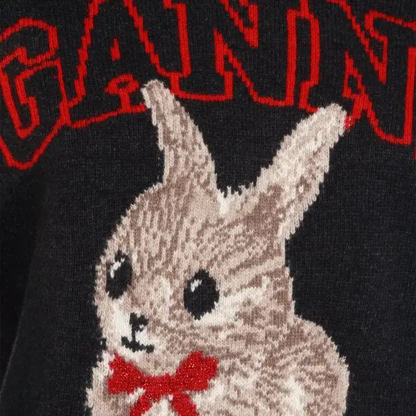 GANNI Rabbit Graphic Crewneck Jumper - Phantom Black