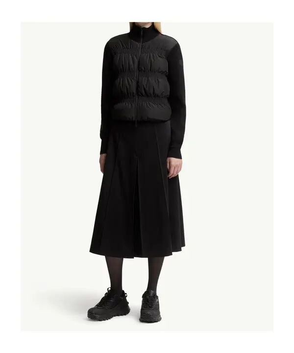 Moncler Padded Wool Zip-up Cardigan With Silicone Logo Patch