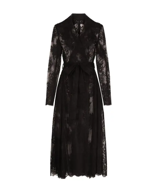 Dolce & Gabbana Chantilly Lace Belted Coat