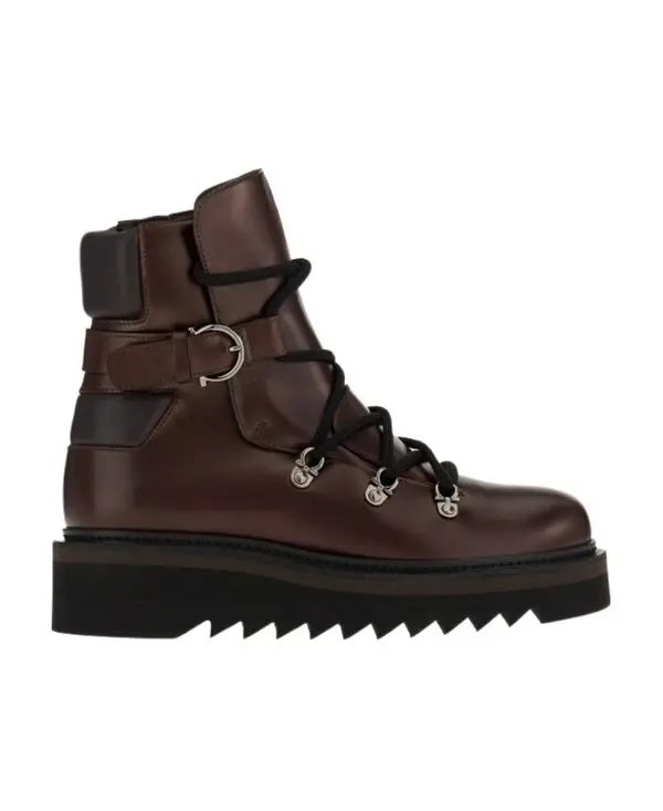 FERRAGAMO Lace-up Hiking Boots - Black