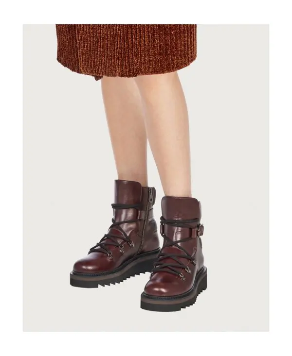 FERRAGAMO Lace-up Gancio Hiking Boots - Black