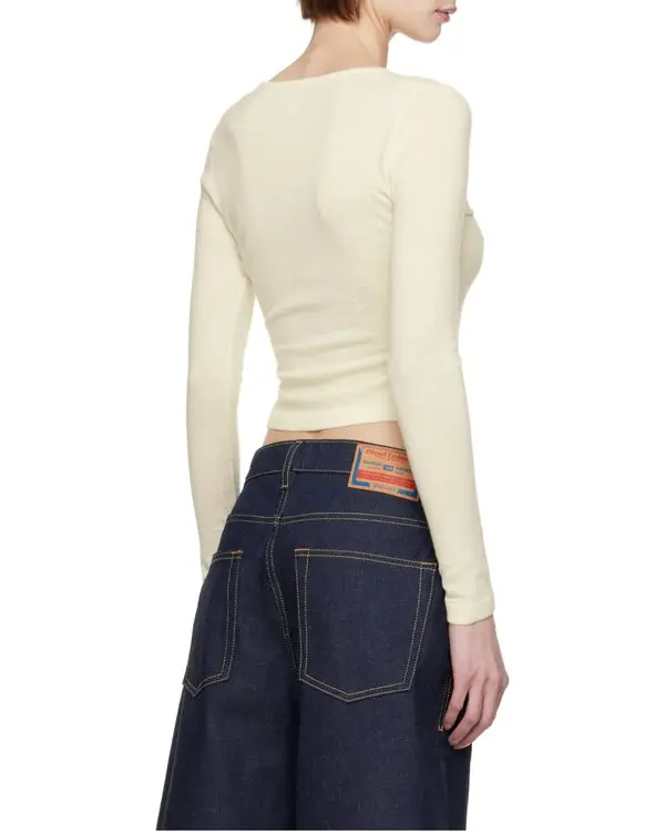 DIESEL® V-neck Pleated Top With Metal D Card Detail