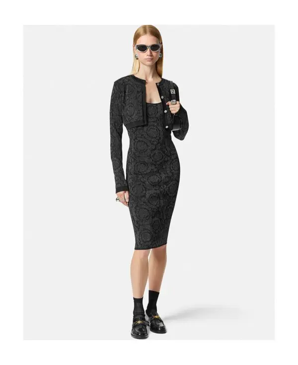 Versace Barocco Lurex Stretched Midi Dress