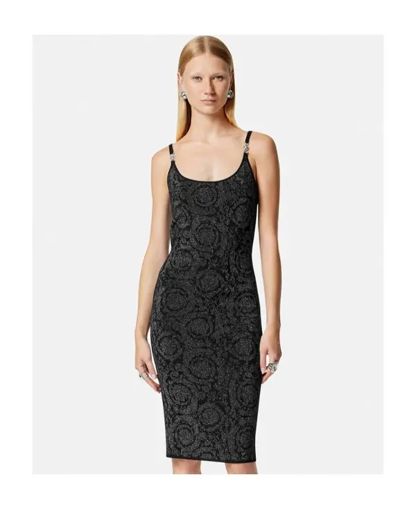 Versace Barocco Lurex Stretched Midi Dress