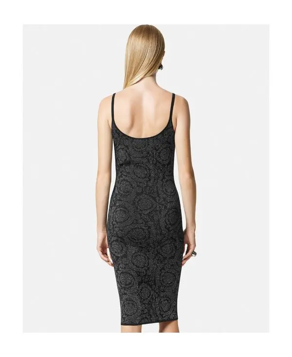 Versace Barocco Lurex Stretched Midi Dress