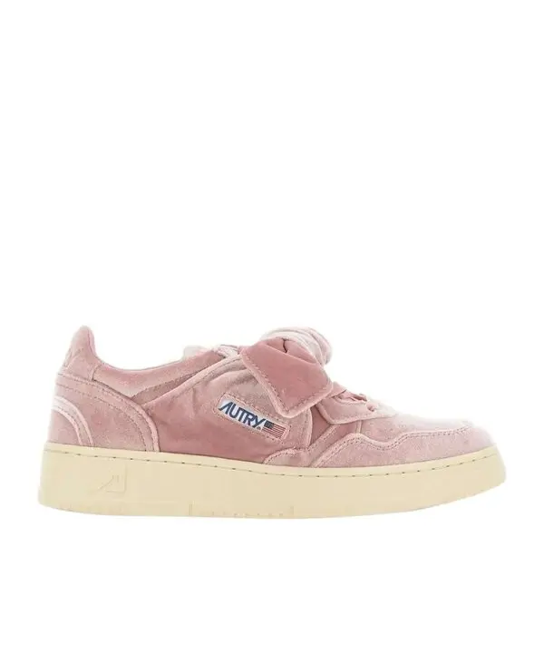 AUTRY Bloom Velvet Low Top Sneakers With Bow Detailing - Pink