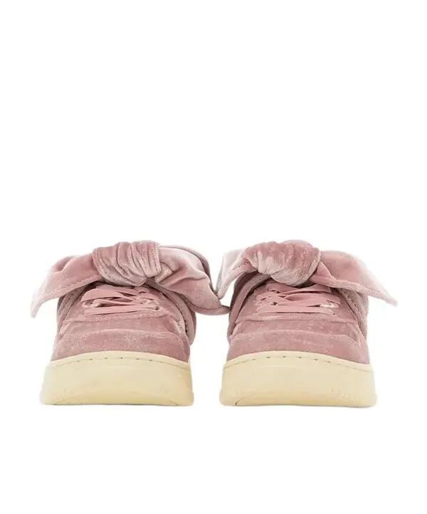 AUTRY Bloom Velvet Low Top Sneakers With Bow Detailing - Pink