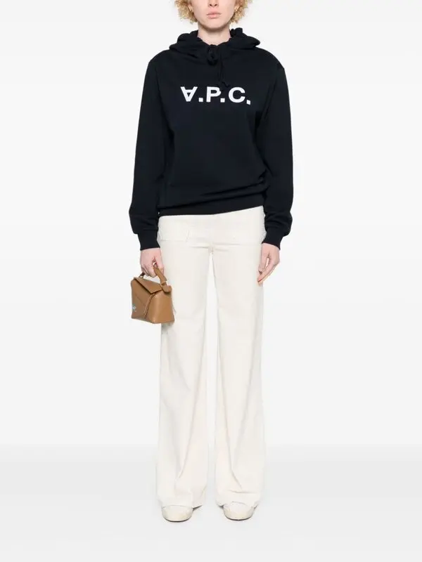 A.p.c. Logo Printed Drawstring Hoodie - Black