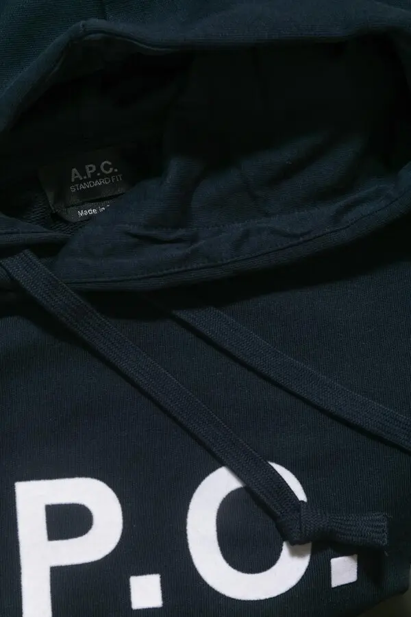 A.p.c. Logo Printed Drawstring Hoodie - Black