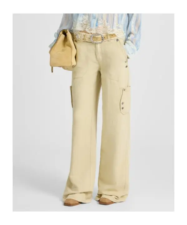 Ermanno Scervino Buttoned Wide Leg Trousers - Nude