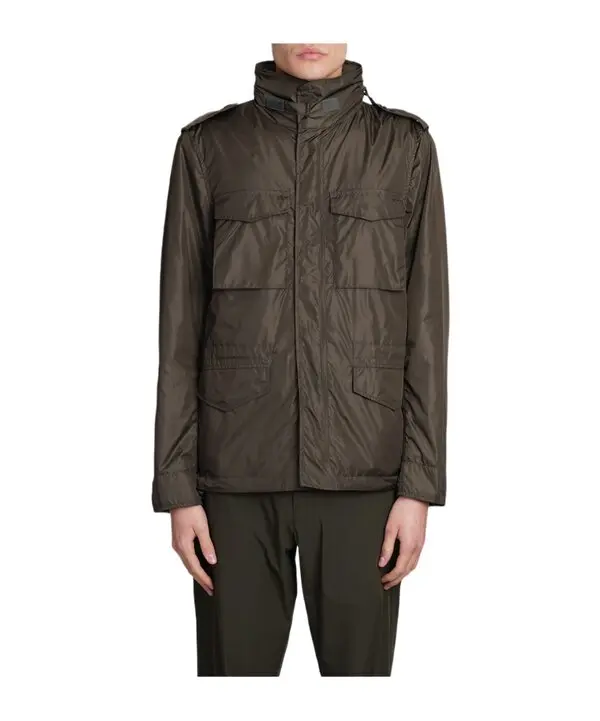 Aspesi Minifield Logo Patch Hooded Jacket - Black