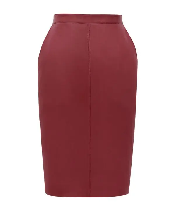 Saint Laurent High-waisted Leather Midi Skirt - Red