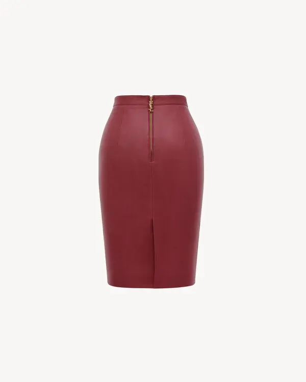 Saint Laurent High-waisted Leather Midi Skirt - Red