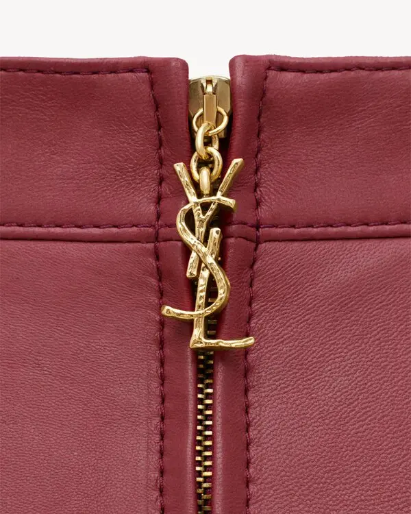Saint Laurent High-waisted Leather Midi Skirt - Red