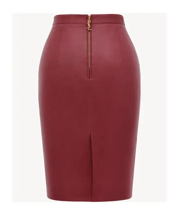 Saint Laurent High-waisted Leather Midi Skirt
