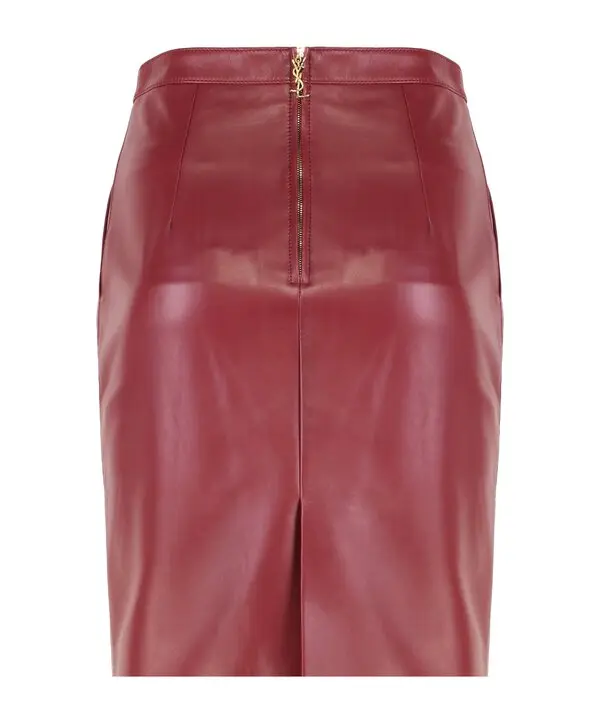 Saint Laurent High-waisted Leather Midi Skirt