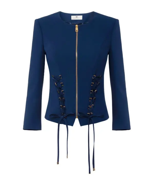 Elisabetta Franchi Criss-cross Laces Crêpe Jacket - Ultramarine Blue
