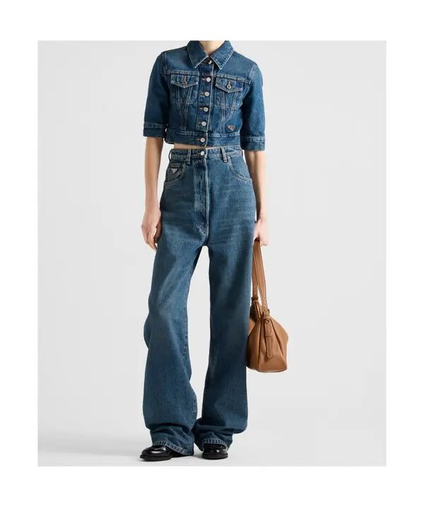 Prada Denim Button-up Mini Jacket