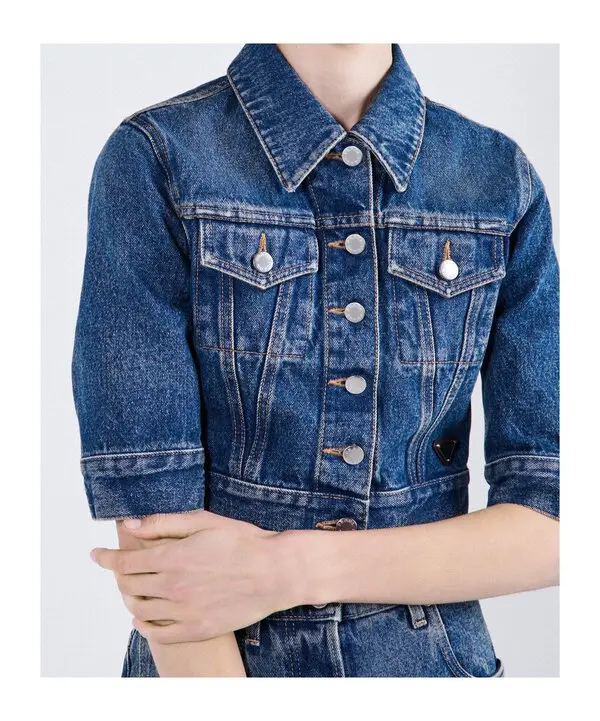 Prada Denim Button-up Mini Jacket