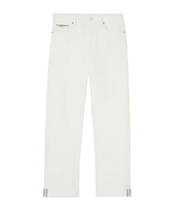 Gucci Vintage Logo Printed Selvedge Jeans - White