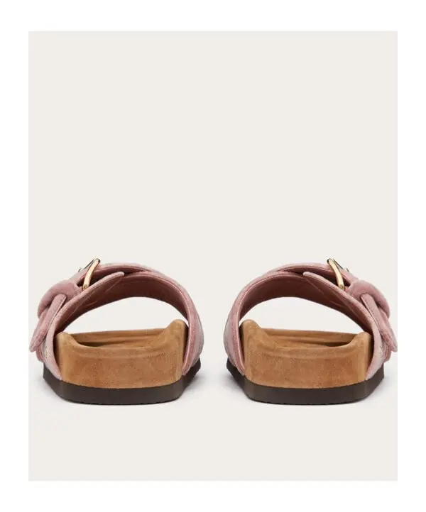 Valentino Garavani Fussfriend Velvet Slip-on Slides With Vlogo Detail - Brown
