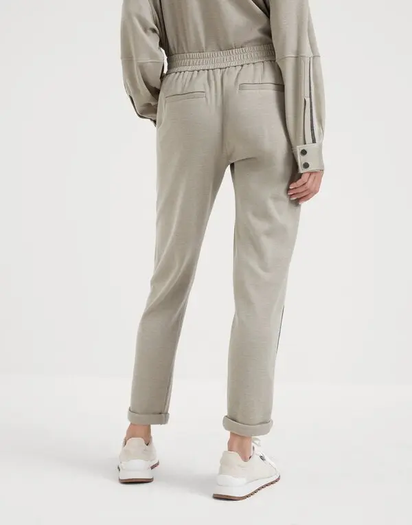 Brunello Cucinelli Drawstring Track Pants With Beaded Trim - Green
